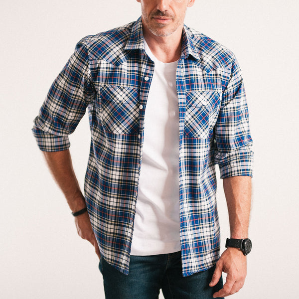 Men's Utility Shirt - Maker In Light Blue Oxford Plaid | Batch