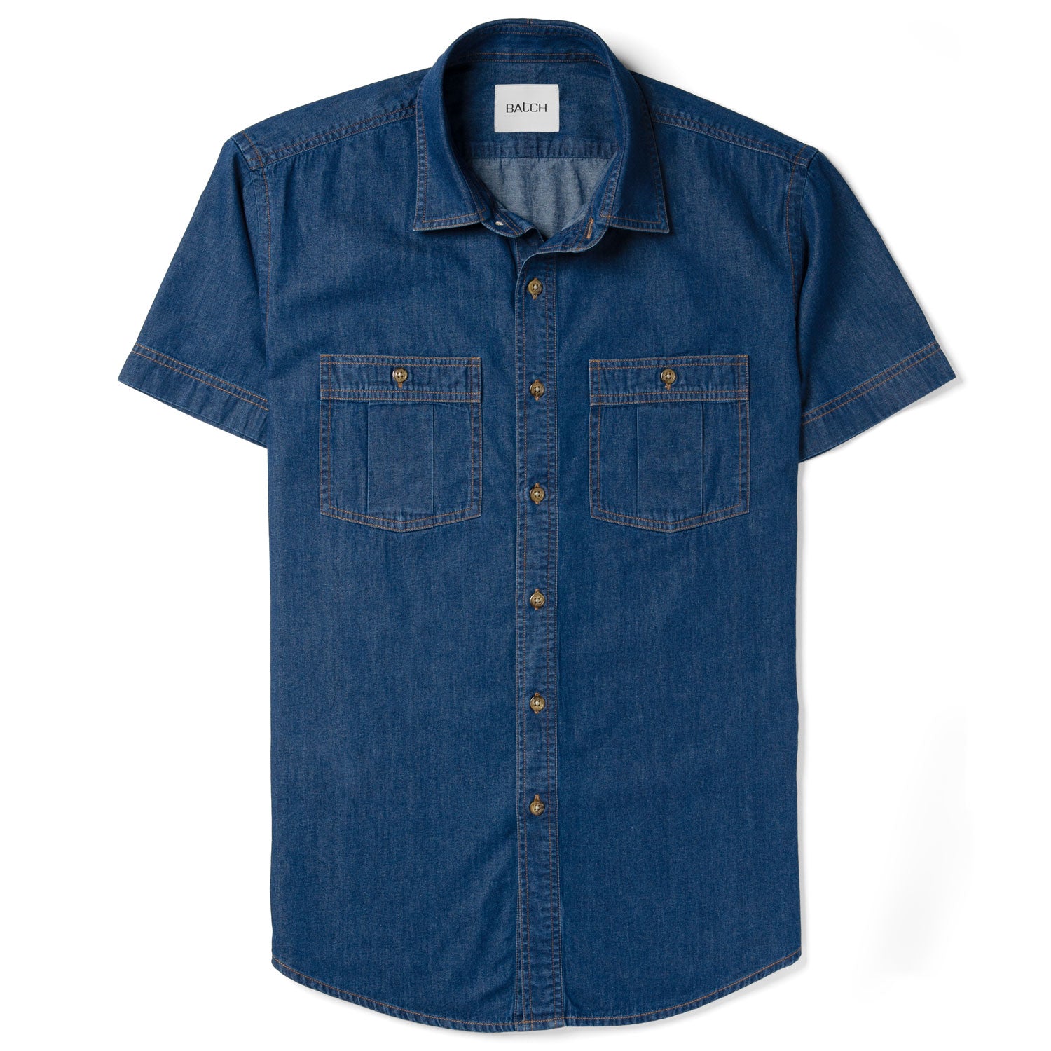 Men's Short Sleeve Utility Shirt - Craftsman in Medium Wash Indigo ...