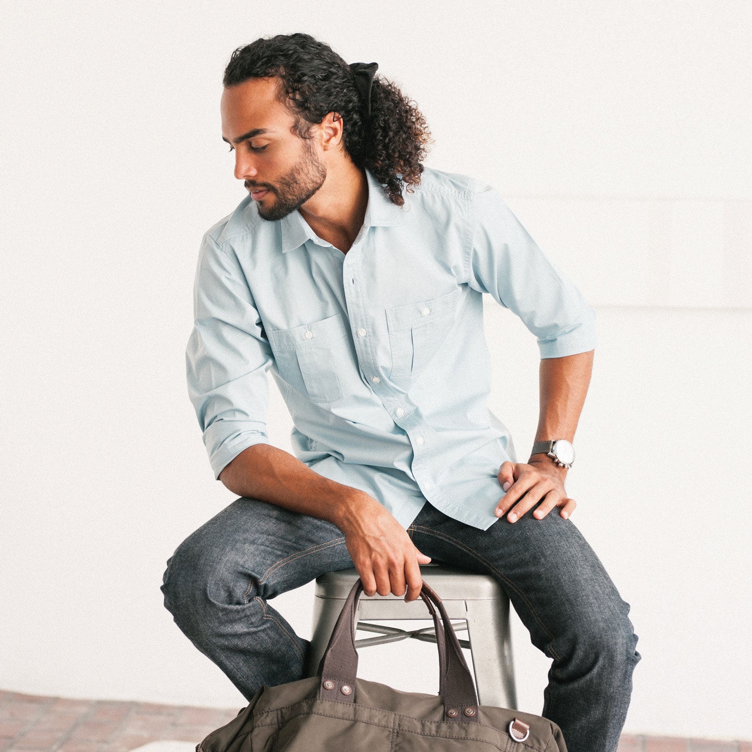 Men's Utility Shirt - Craftsman in Pale Blue Twill | Batch