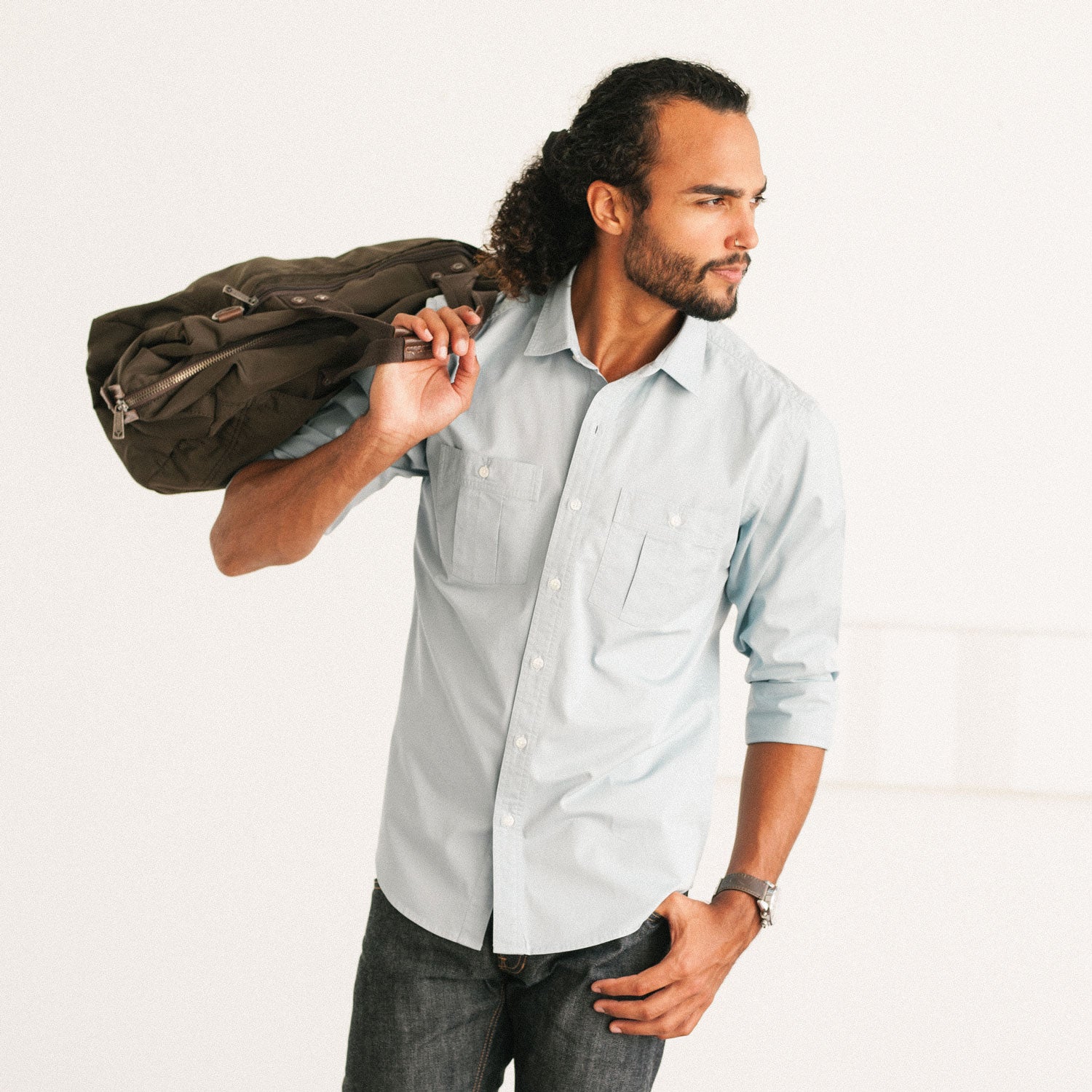 Men's Utility Shirt - Craftsman in Pale Blue Twill | Batch