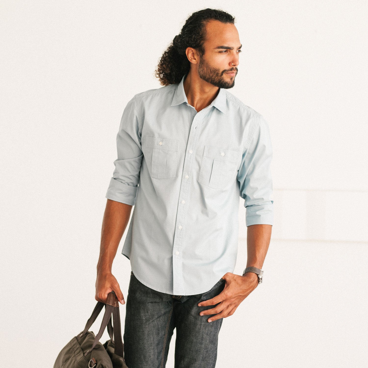 Men's Utility Shirt - Craftsman in Pale Blue Twill | Batch