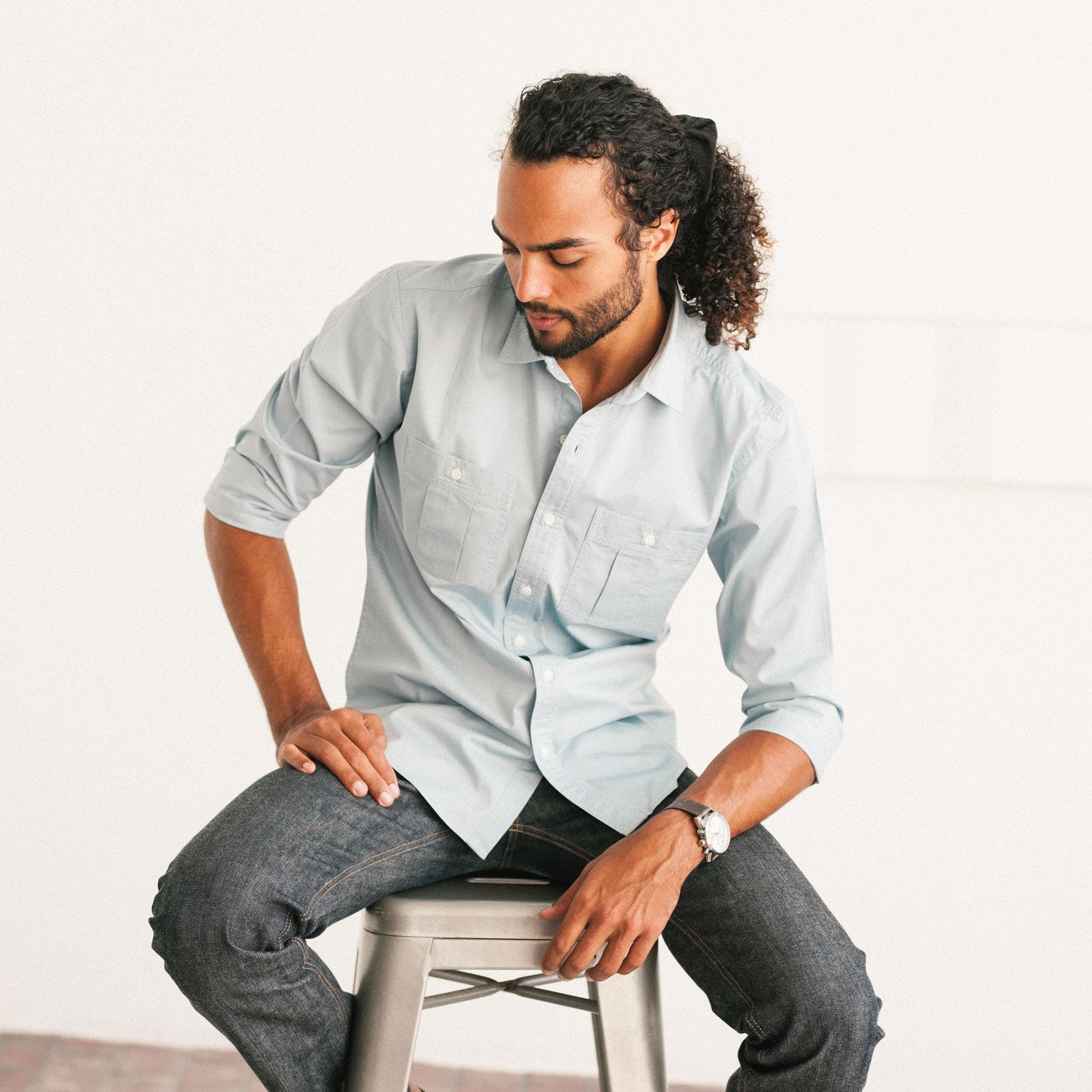 Men's Utility Shirt - Craftsman in Pale Blue Twill | Batch