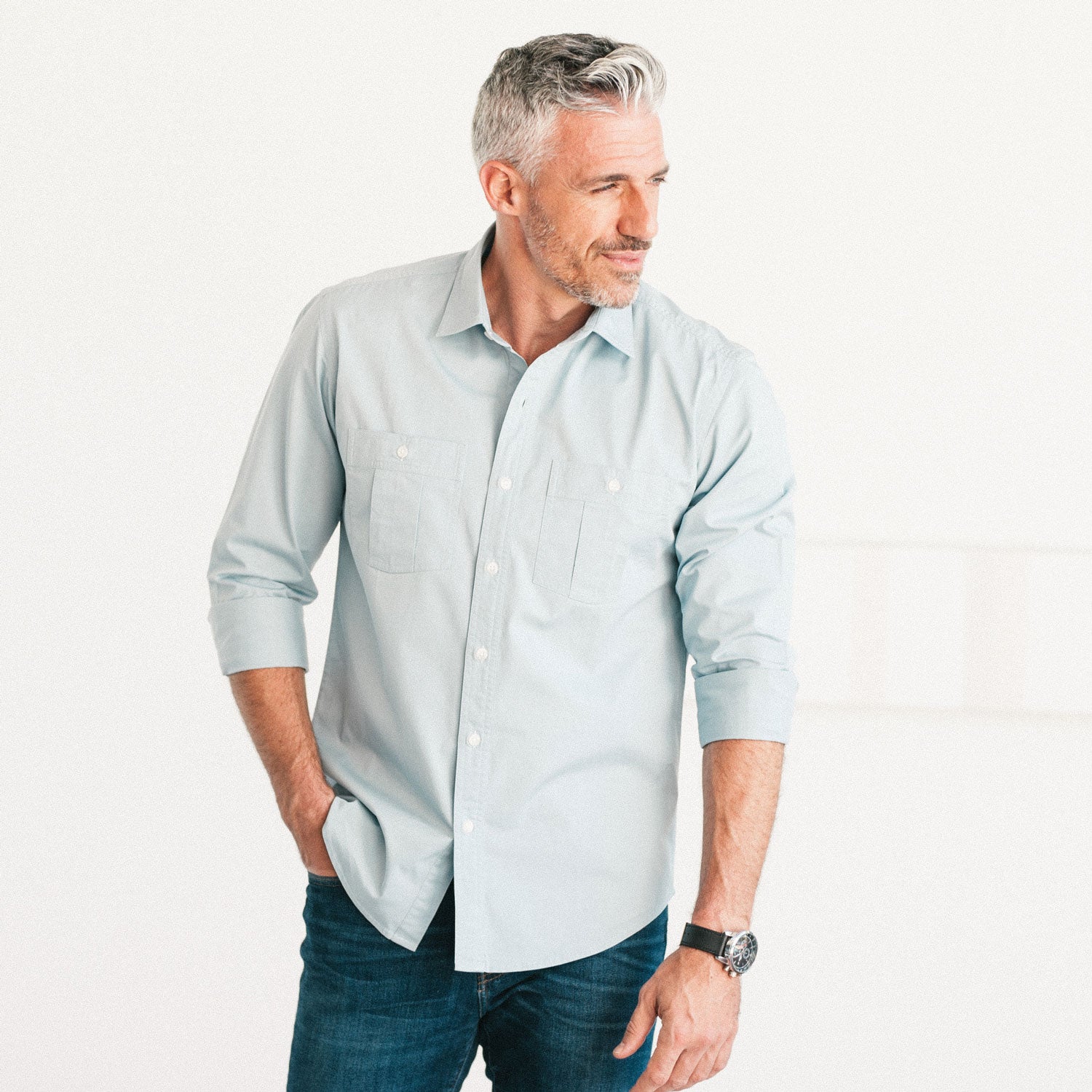 Men's Utility Shirt - Craftsman in Pale Blue Twill | Batch