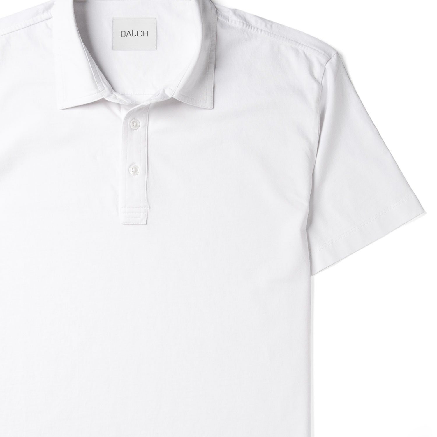Men's Essential Polo - Short Sleeve in White Cotton Jersey | Batch