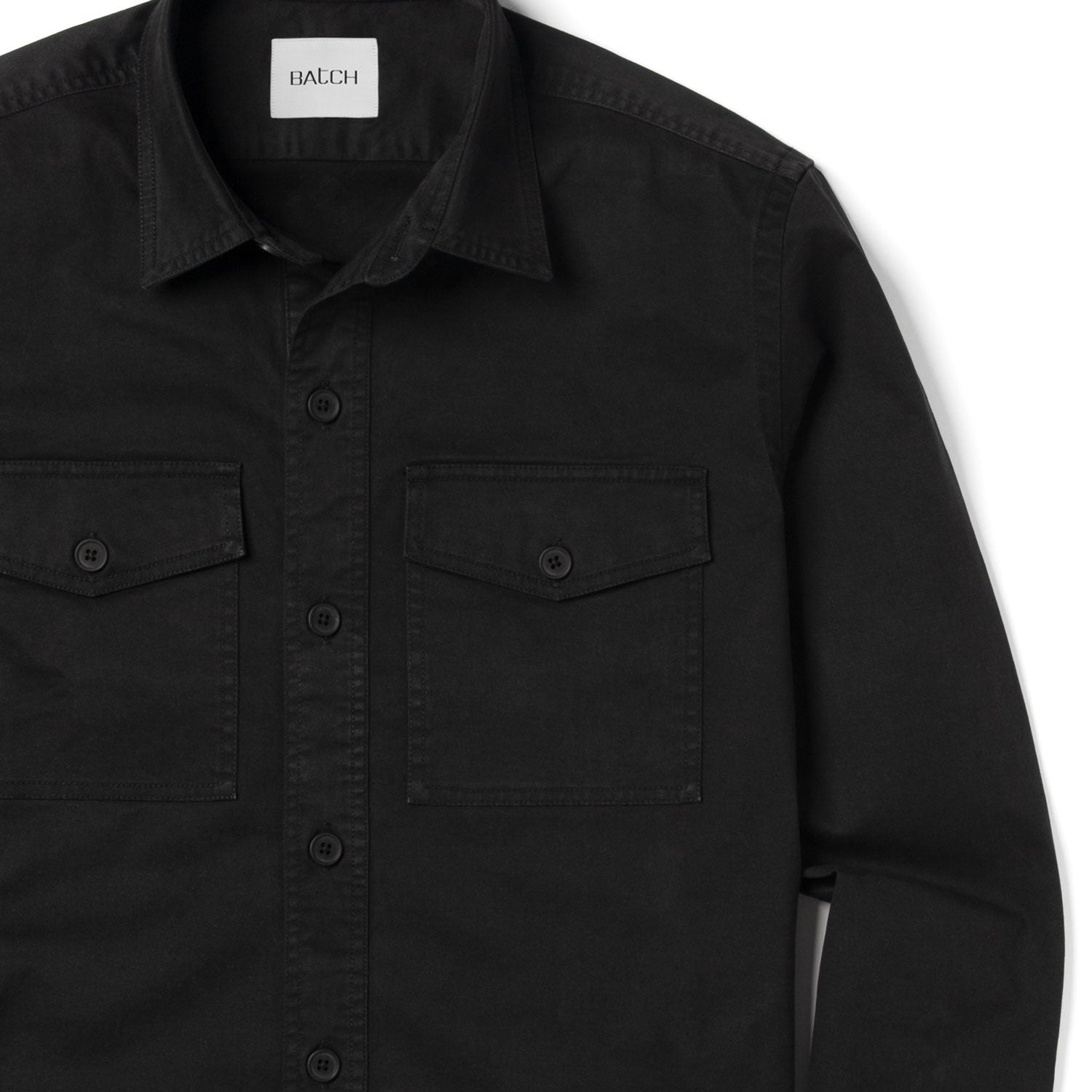 Men's Utility Button Down Over Shirt in Black Heavy Weight Twill | Batch