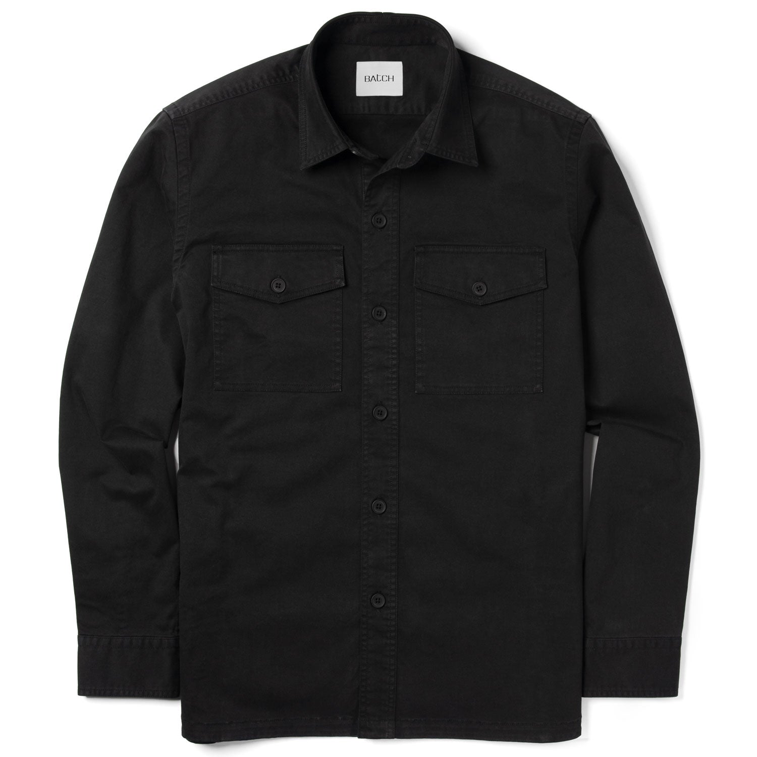 Men's Utility Button Down Over Shirt in Black Heavy Weight Twill | Batch