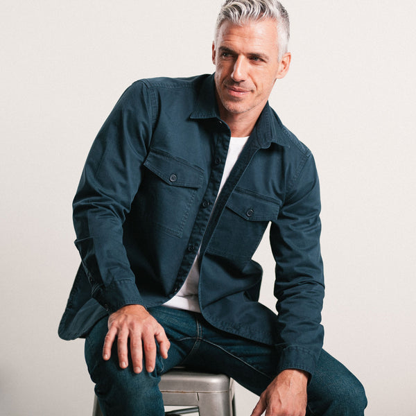Men's Utility Button Down Over Shirt in Navy Heavy Weight Twill | Batch