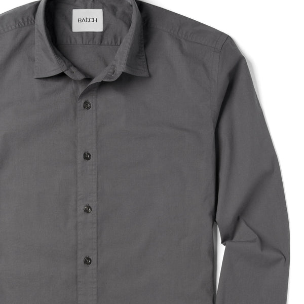Men's Casual Button Down Shirt in Gray Cotton Poplin | Batch