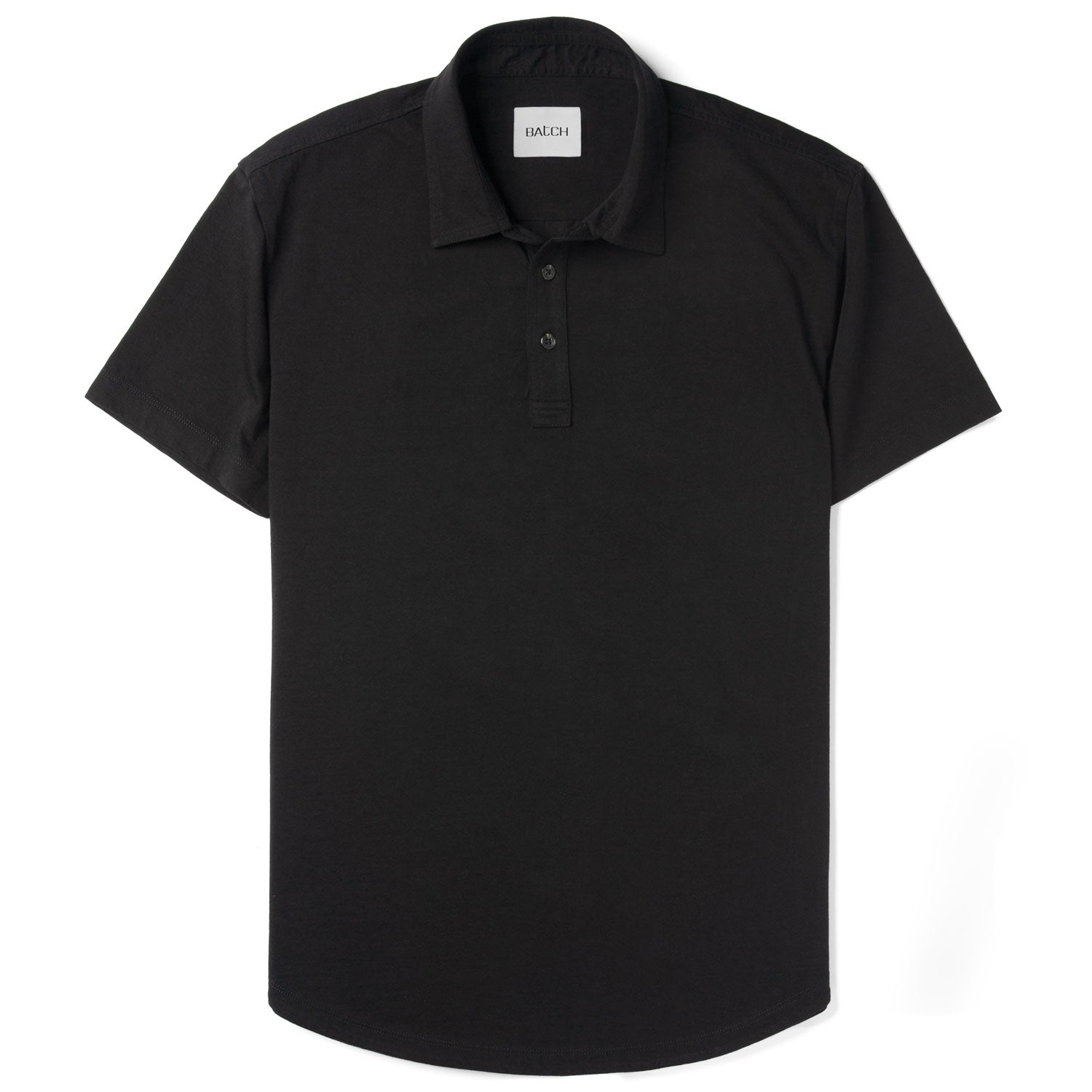 Men's Essential Polo - Short Sleeve in Black Cotton Jersey | Batch