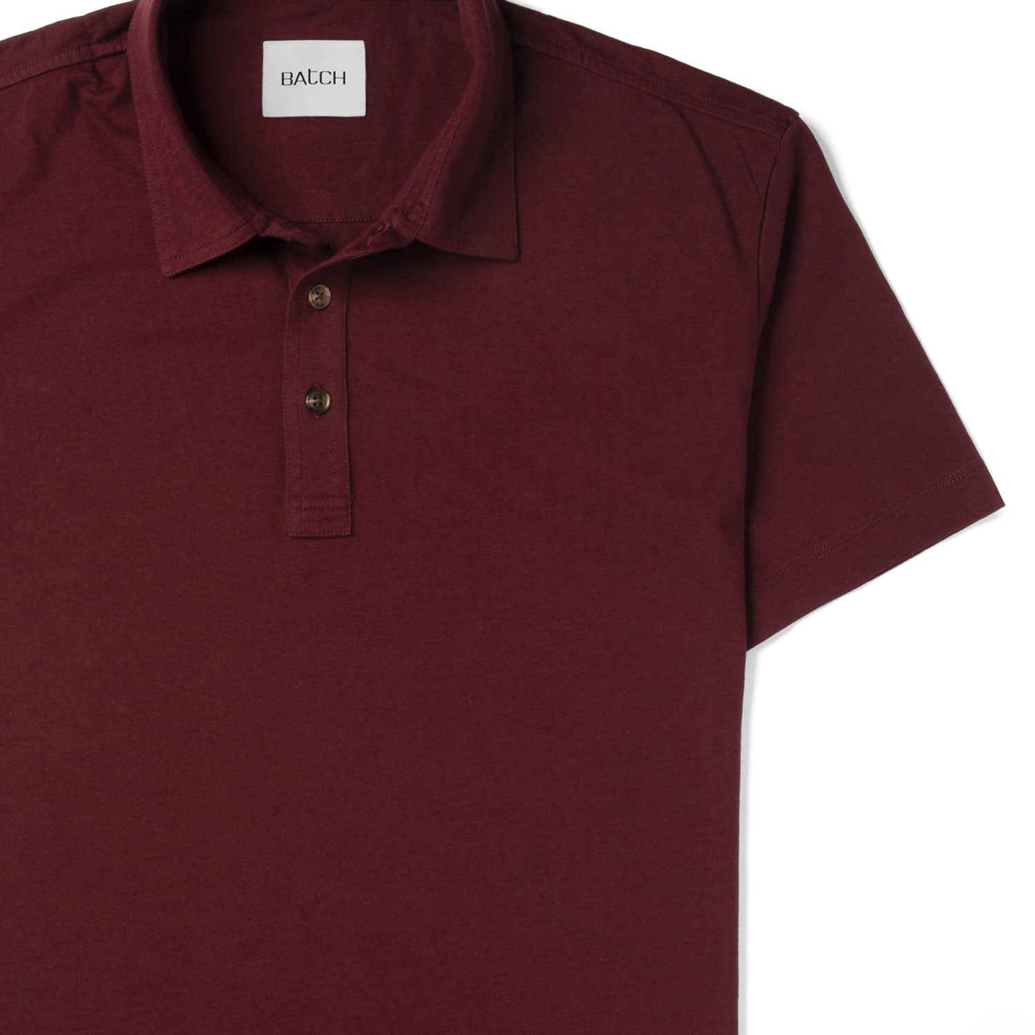 Men's Essential Polo - Short Sleeve in Burgundy Cotton Jersey | Batch