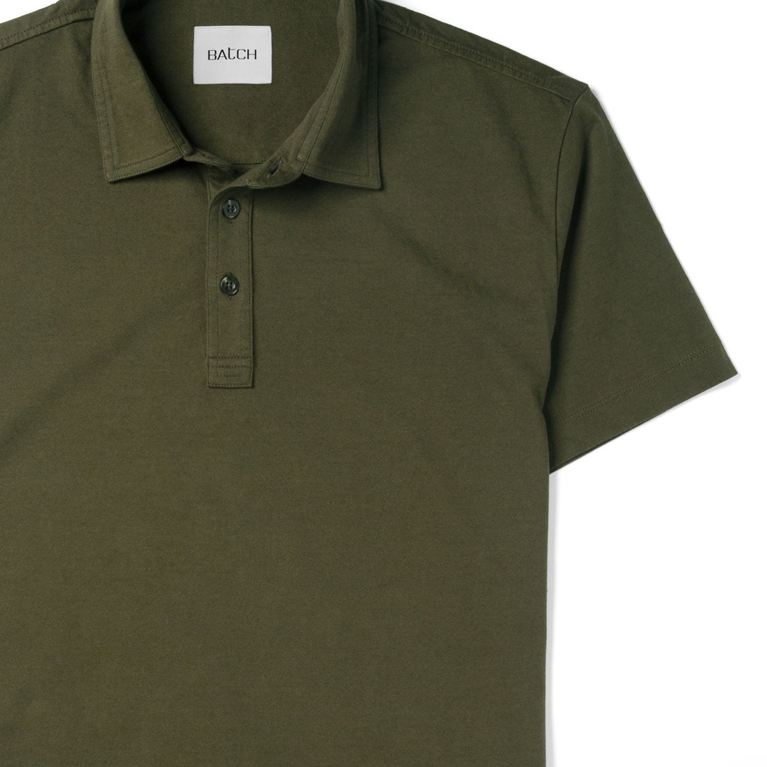 Men's Essential Polo - Short Sleeve in Olive Green Cotton Jersey | Batch