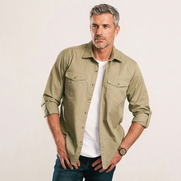 Men's Utility Shirt - Explorer In Light Fatigue Cotton Twill | Batch