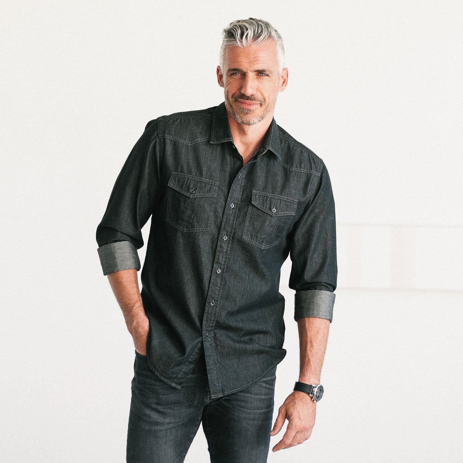 Men's Utility Shirt - Maker In Black Denim | Batch