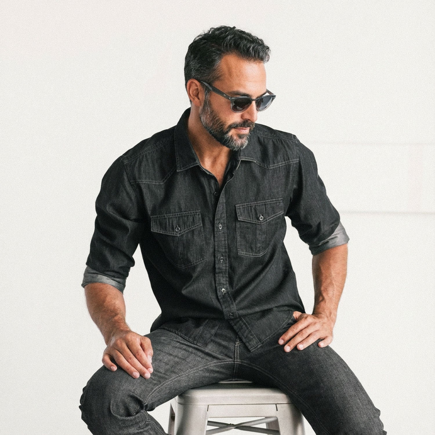 Men's Utility Shirt - Maker In Black Denim | Batch