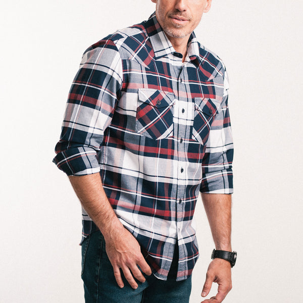 Men's Utility Shirt - Maker In Light Blue Oxford Plaid | Batch