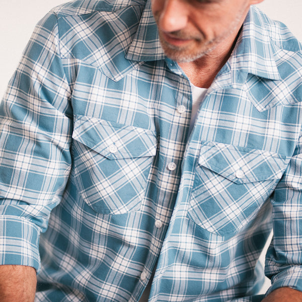 Men's Utility Shirt - Maker In Light Blue Oxford Plaid | Batch