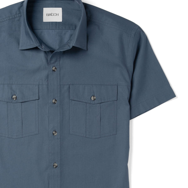 Men's Short Sleeve Utility Shirt - Primer in Stone Blue | Batch