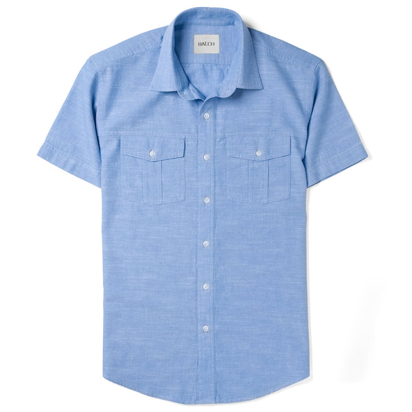 Men's Short Sleeve Utility Shirt - Primer in Classic Blue | Batch