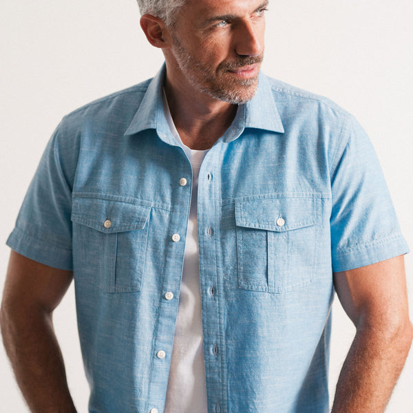 Men's Short Sleeve Utility Shirt - Primer in Classic Blue | Batch