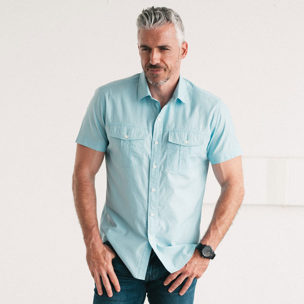 Men's Short Sleeve Utility Shirt - Primer in Light Blue | Batch