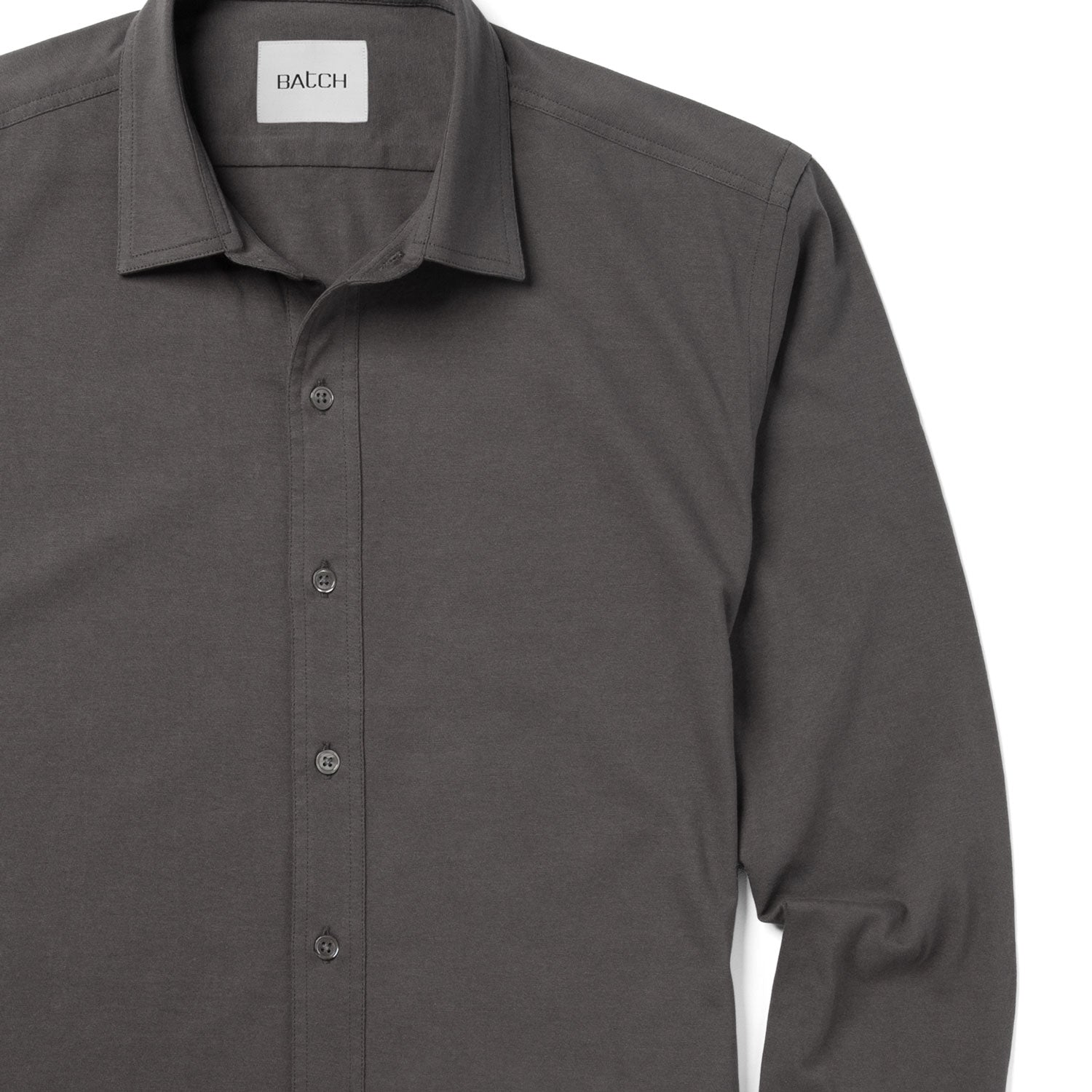 Men's Casual Button Down Shirt in Gray Cotton Jersey | Batch