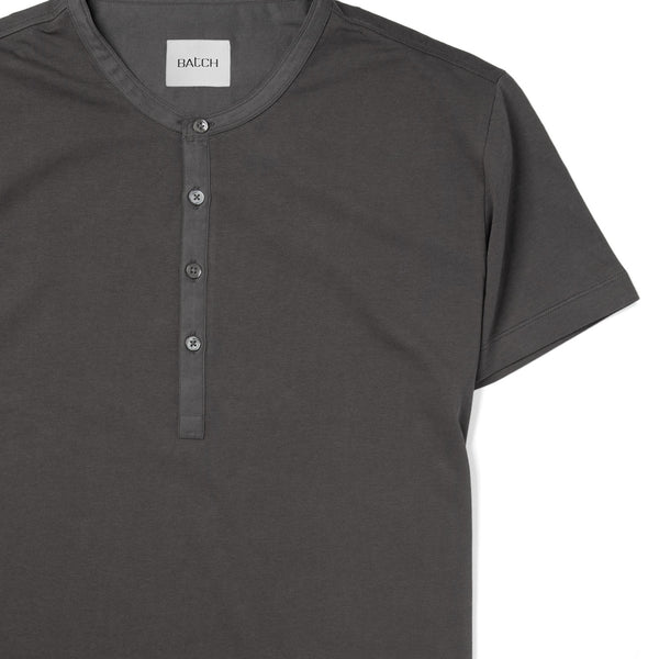 Men's Henley - Short Sleeves in Slate Gray Cotton Jersey | Batch