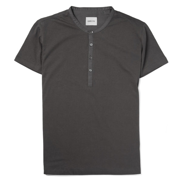 Men's Henley - Short Sleeves in Slate Gray Cotton Jersey | Batch