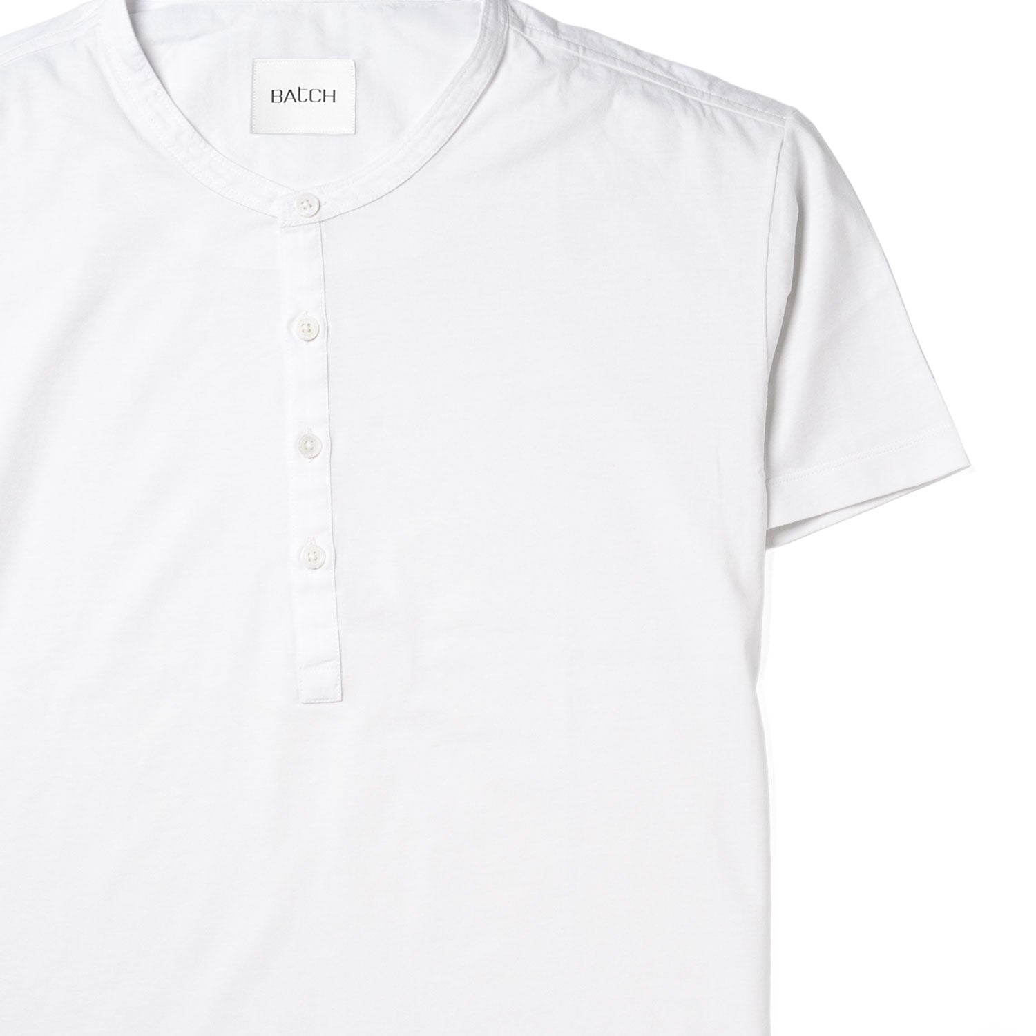 Men's Henley - Short Sleeves in White Cotton Jersey | Batch